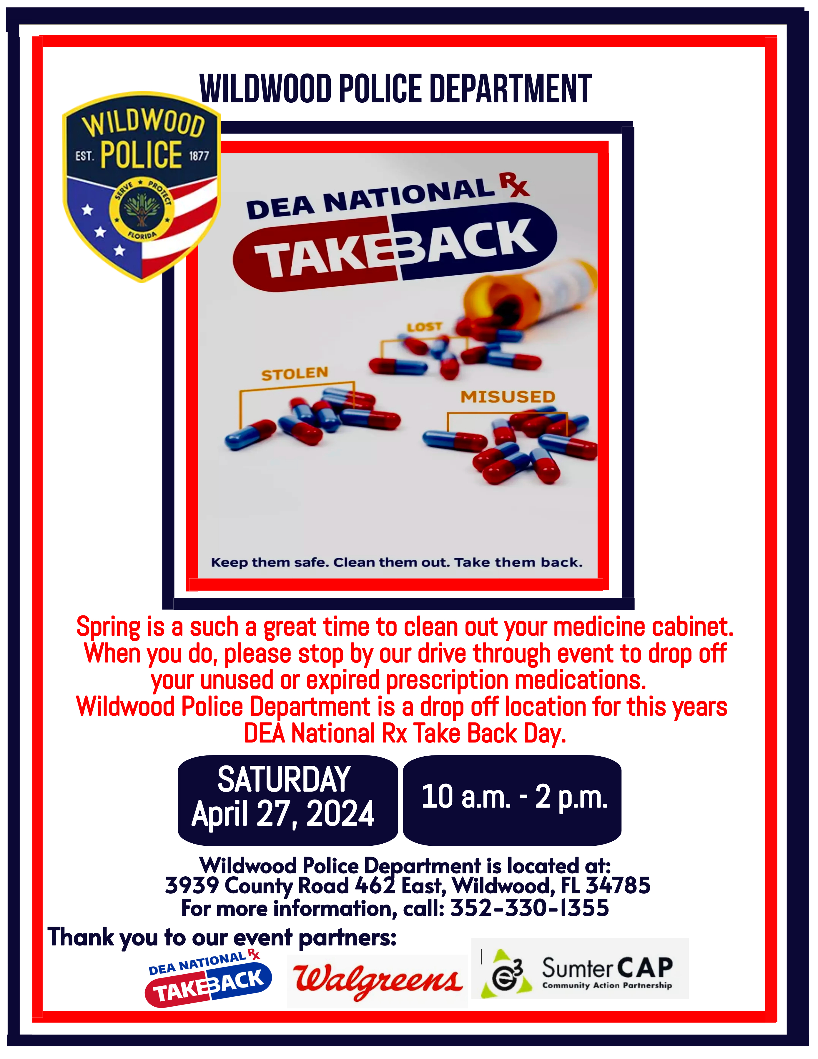 "Wildwood Police Department DEA National RX Takeback" | Wildwood Florida