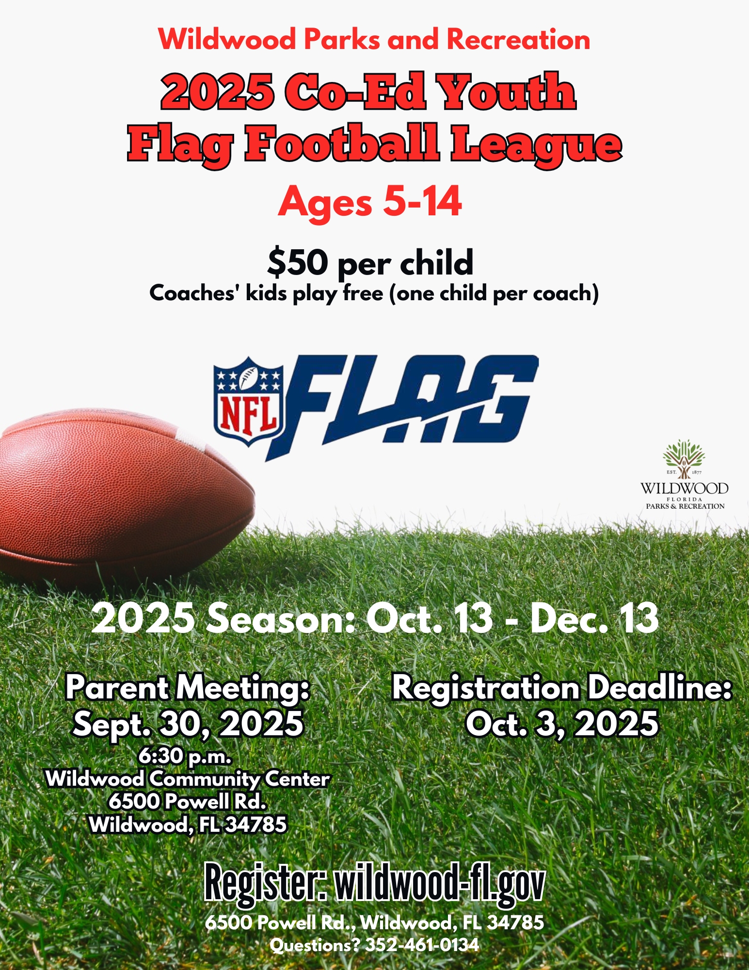 Registration Deadline: Youth Co-Ed Flag Football League 2025 | Wildwood ...