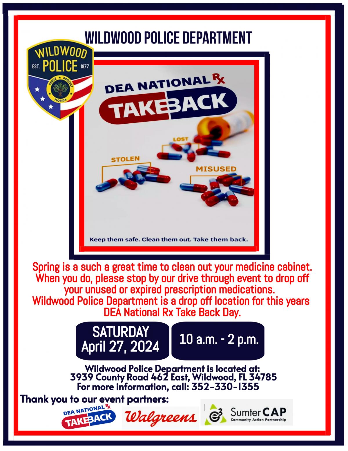 "Wildwood Police Department DEA National RX Takeback" | Wildwood Florida