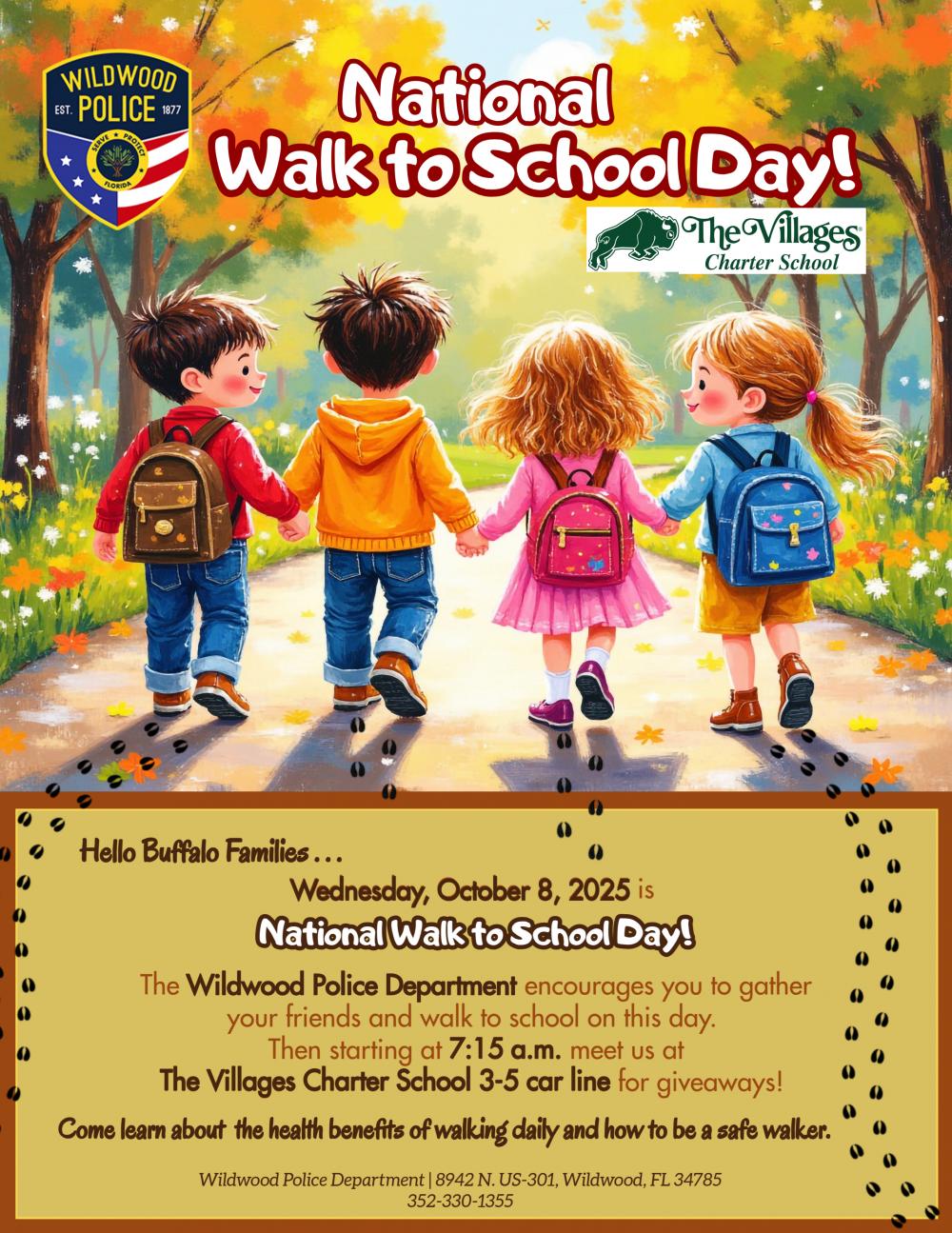 National Walk to School Day 10/8/25 | Wildwood Florida